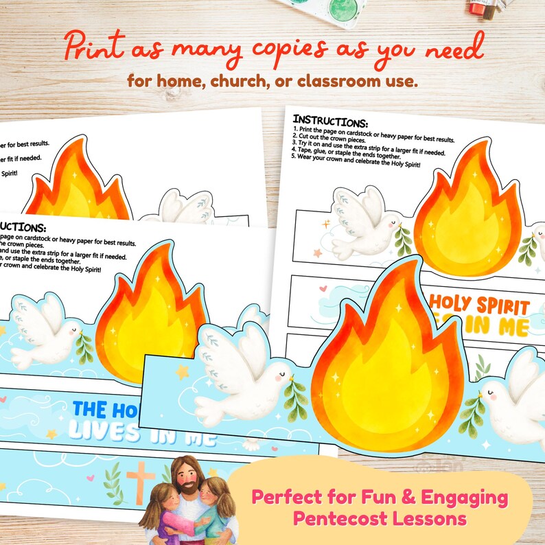 Printable Pentecost Paper Crown, Sunday School Lesson, Holy Spirit ...