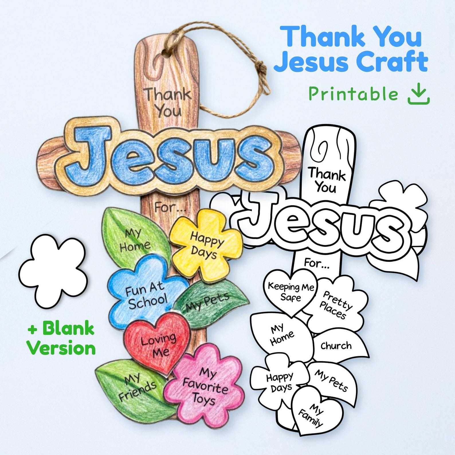 Thank You Jesus Craft, Christian Gratitude Activity for Kids, Printable ...