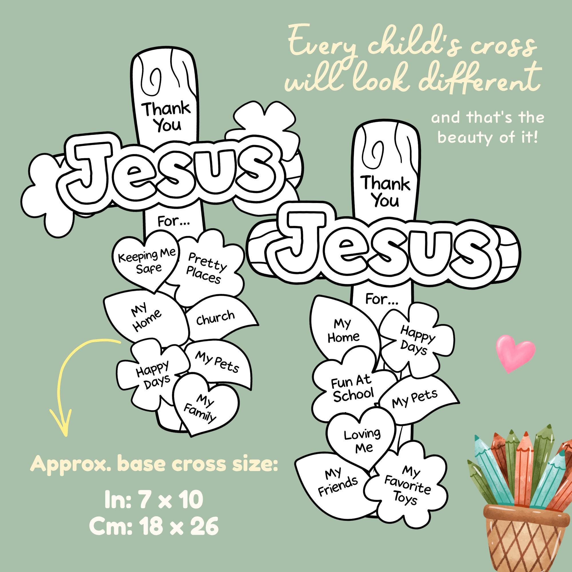 Thank You Jesus Craft, Christian Gratitude Activity for Kids, Printable ...