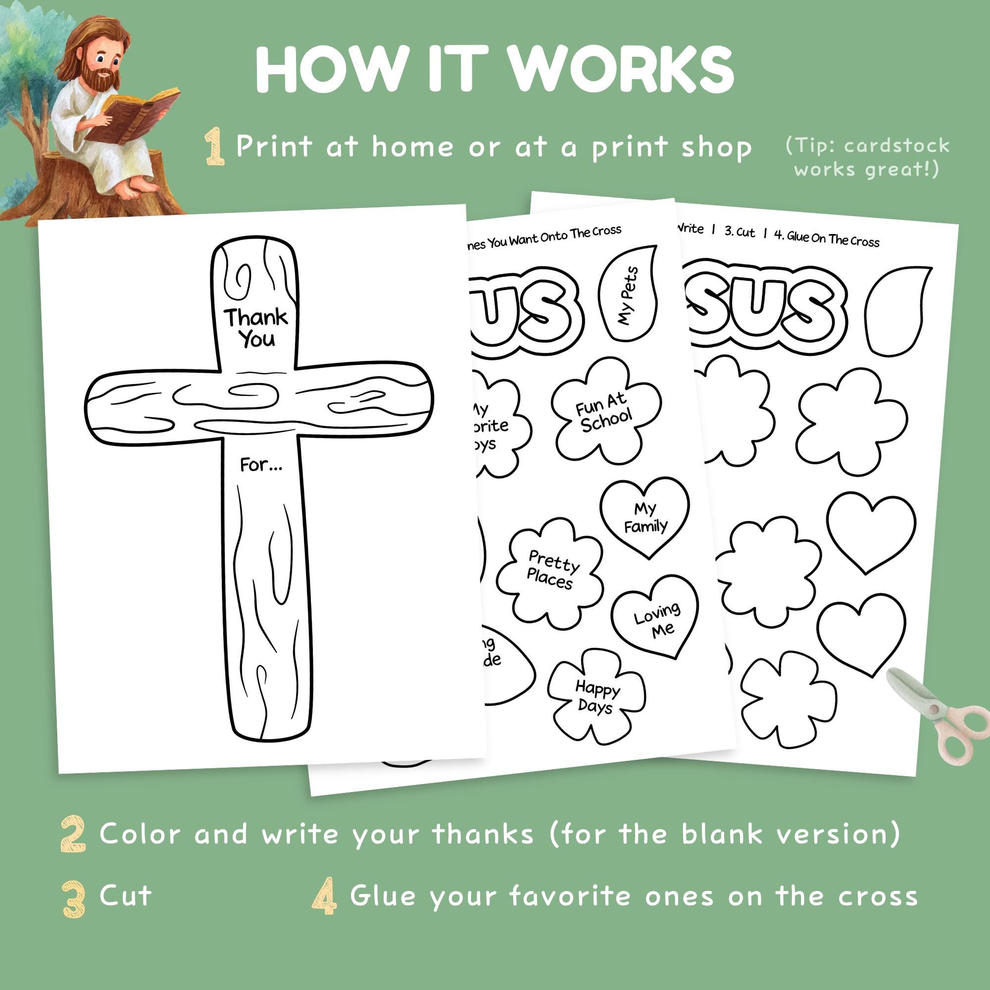 Thank You Jesus Craft, Christian Gratitude Activity for Kids, Printable ...