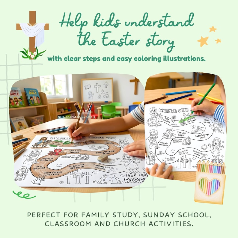 Holy Week Timeline Coloring Page for Kids, Easter Bible Story Countdown ...
