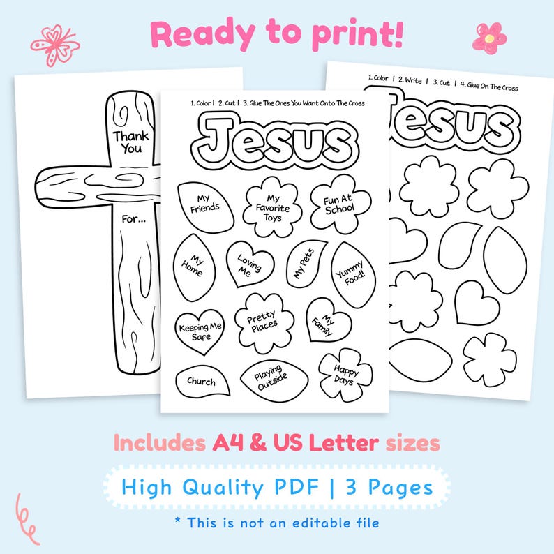 Thank You Jesus Craft, Christian Gratitude Activity for Kids, Printable ...