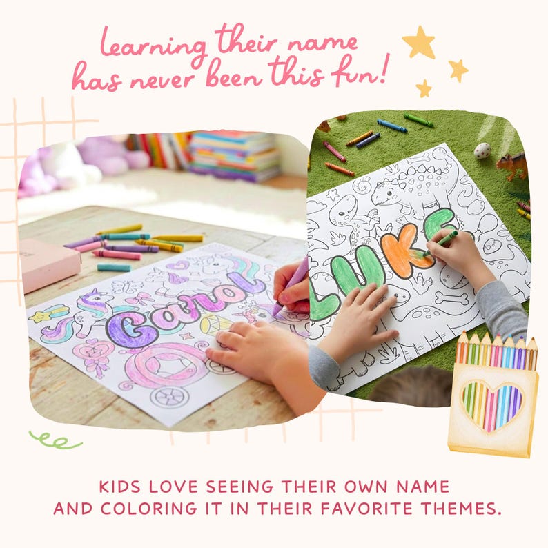Custom Name Coloring Pages, Editable Kids Printable Canva Template ...