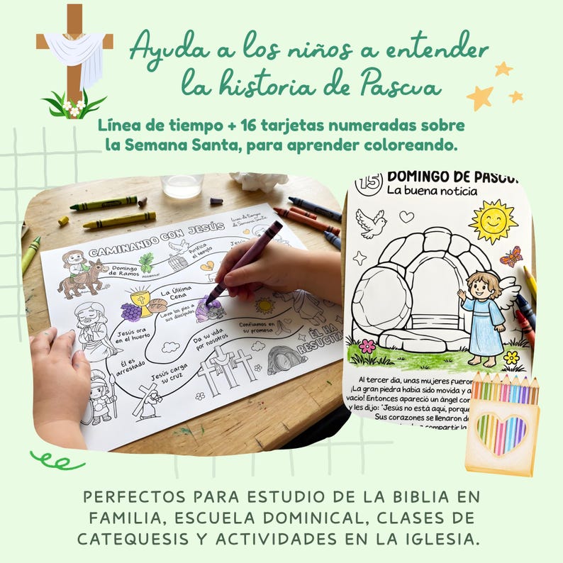 Spanish Holy Week Bundle for Kids, Coloring Timeline, Easter Advent ...