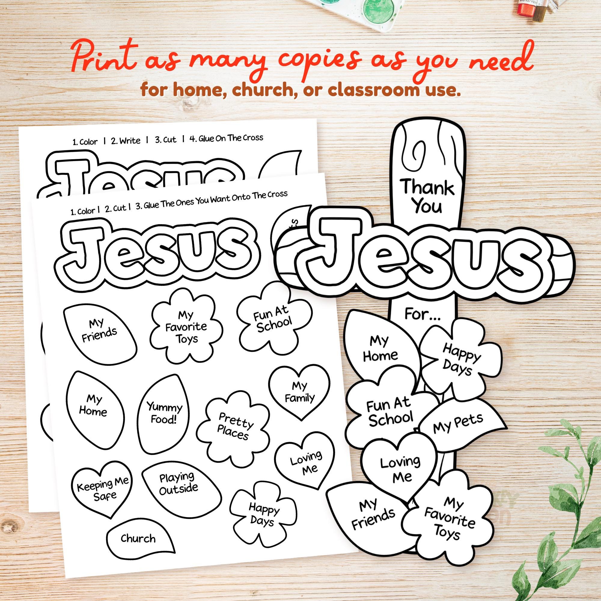 Thank You Jesus Craft, Christian Gratitude Activity for Kids, Printable ...
