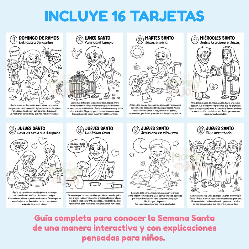 Spanish Holy Week Bundle for Kids, Coloring Timeline, Easter Advent ...