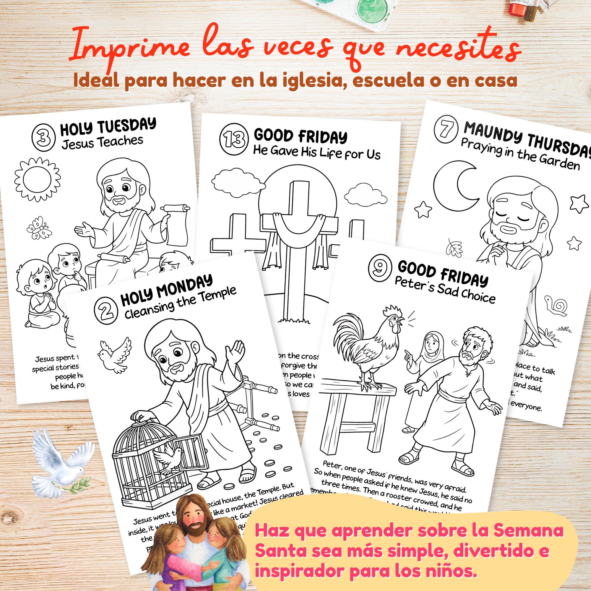 Spanish Holy Week Bundle for Kids, Coloring Timeline, Easter Advent ...