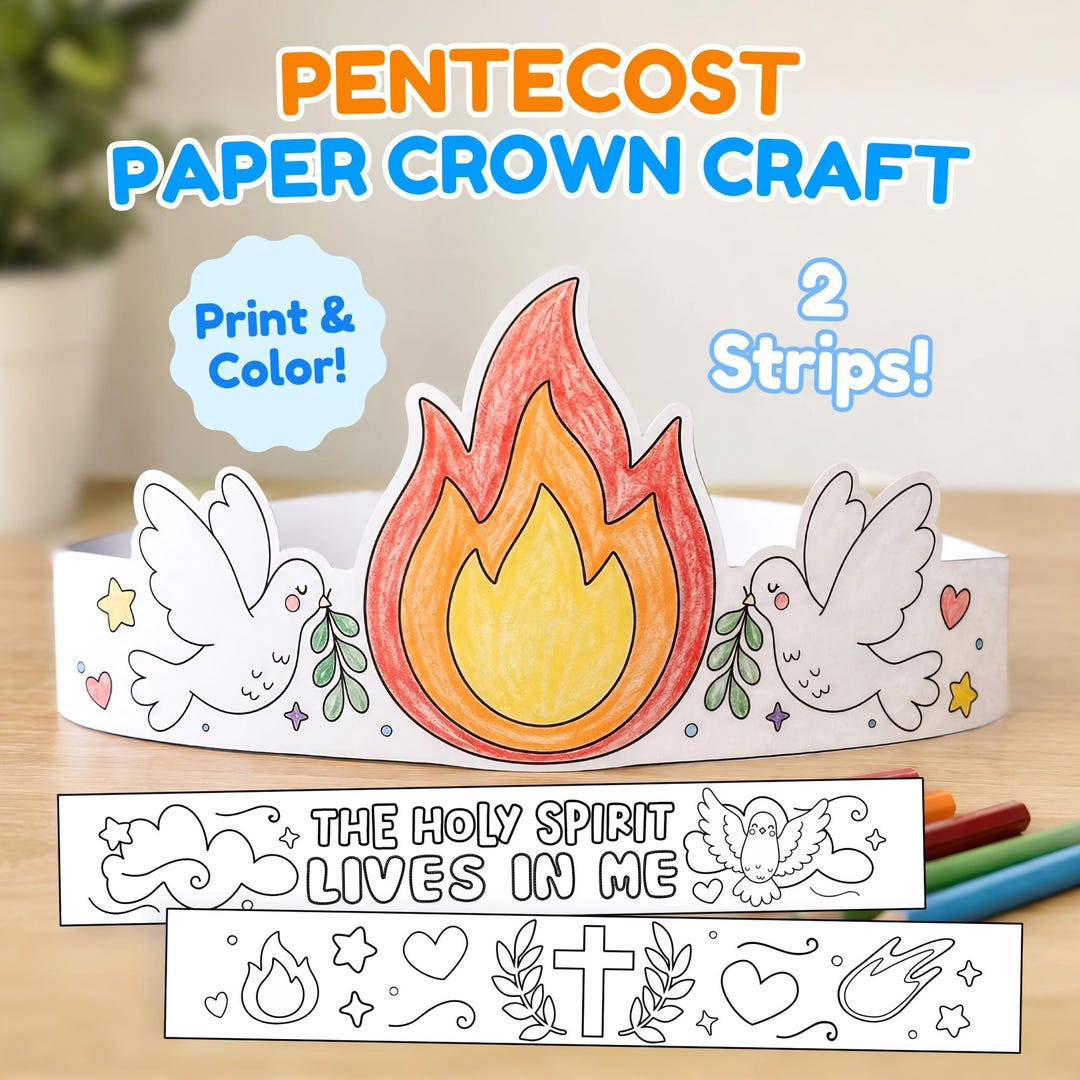 Pentecost Coloring Paper Crown Printable Art Craft, Sunday School ...