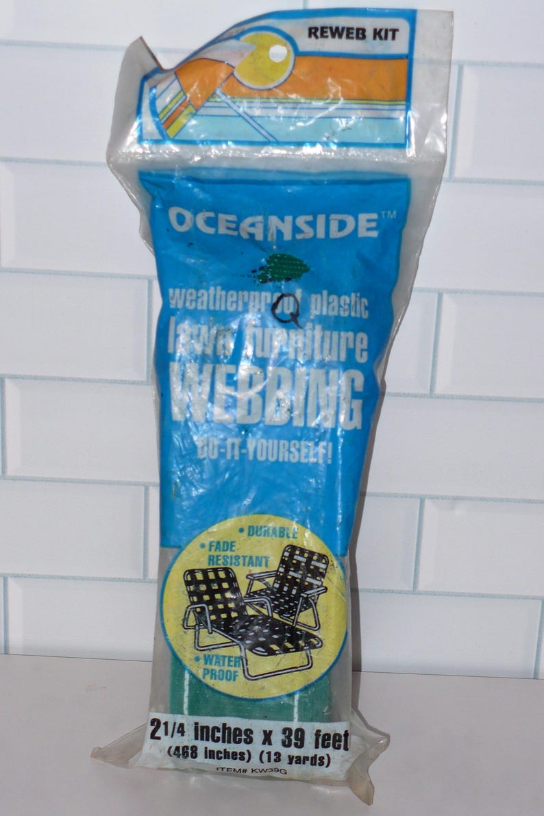 Vintage Oceanside GREEN & WHITE Plastic Webbing for Lawn Chairs Lawn ...