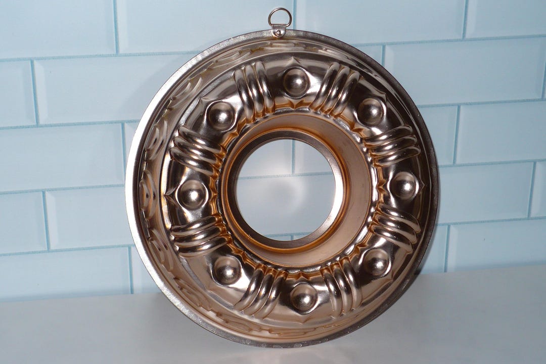 Vintage JELLO RING MOLD Copper Aluminum Hanging Round Tin Gelatin Mold ...
