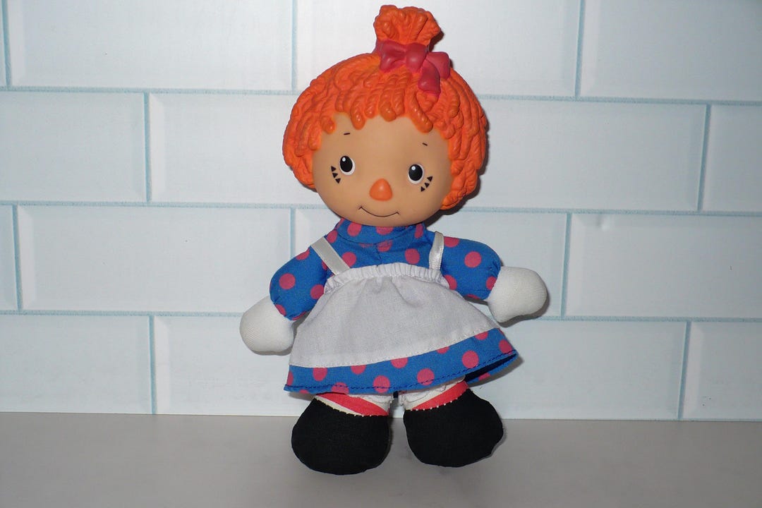 Vintage 1990's Macmillan LITTLE RAGGEDY ANN Doll Pink Hair Vinyl Face 7 ...