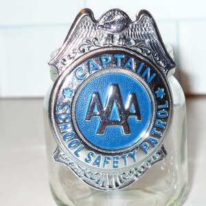 School Safety Patrol Metal Badge Pin ~ 1950's AAA Captain Badge ...