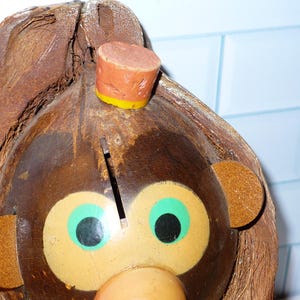 1960's Island Trader Novelty TIKI BAR DECOR Painted Coconut Monkey Head ...