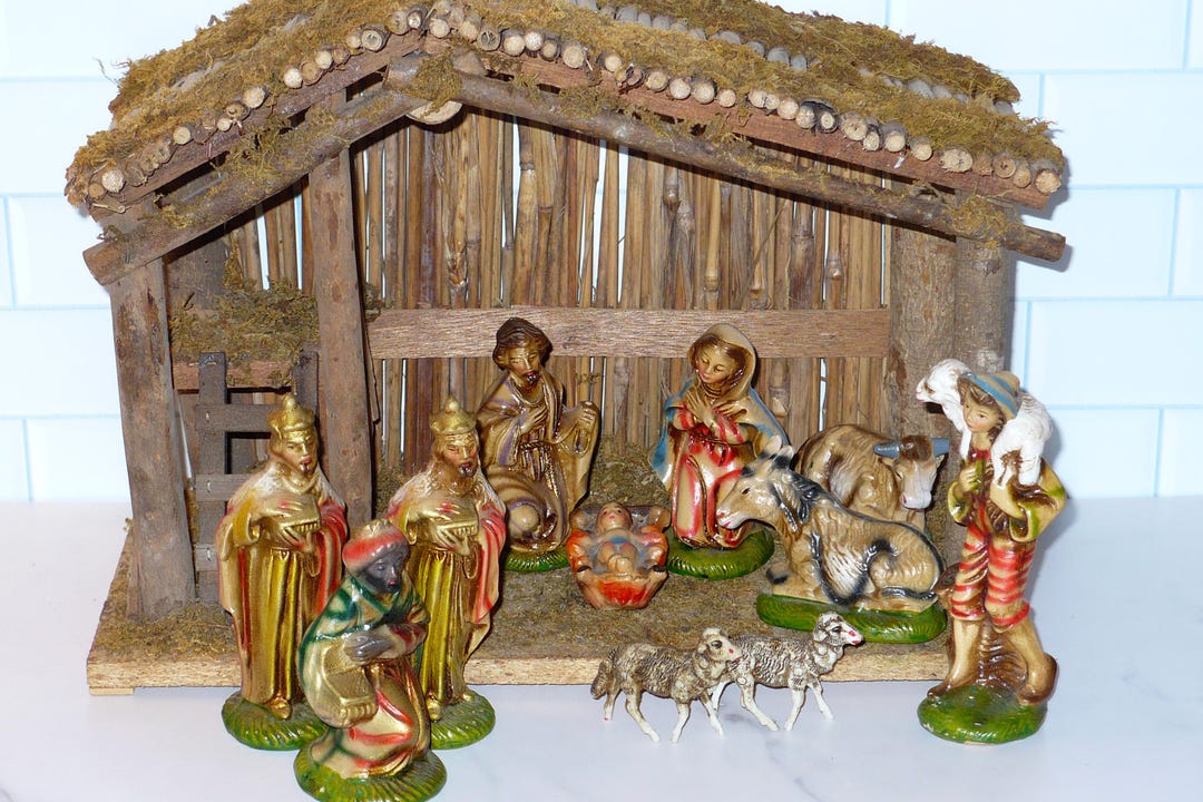 Vintage Christmas Nativity Set Taiwan Republic of China Creche With ...