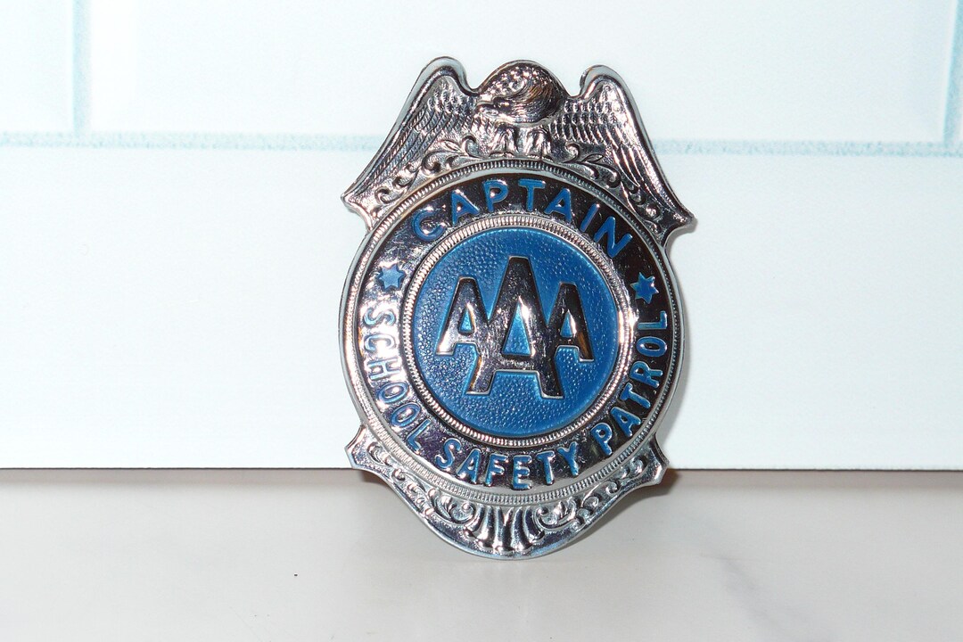 School Safety Patrol Metal Badge Pin ~ 1950's AAA Captain Badge ...
