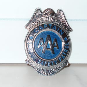 School Safety Patrol Metal Badge Pin ~ 1950's AAA Captain Badge ...