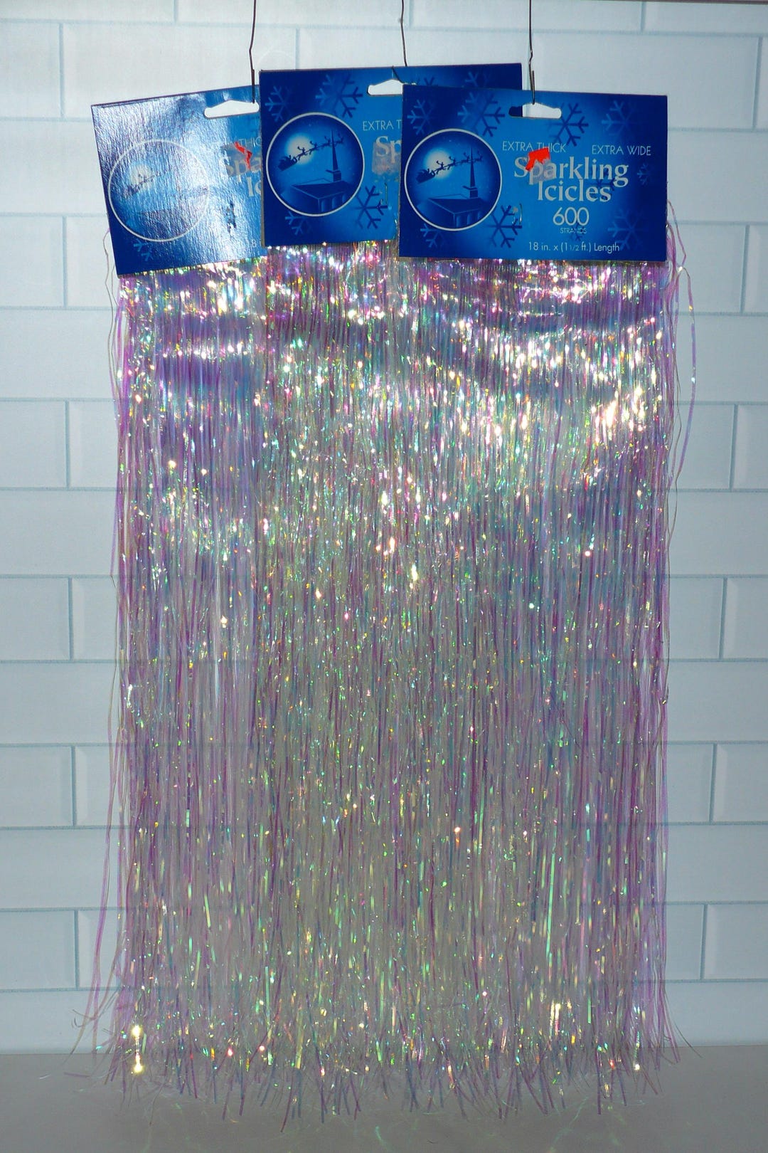 Vintage Sparkling Icicles for Christmas Trees Angel Hair Union Wadding ...