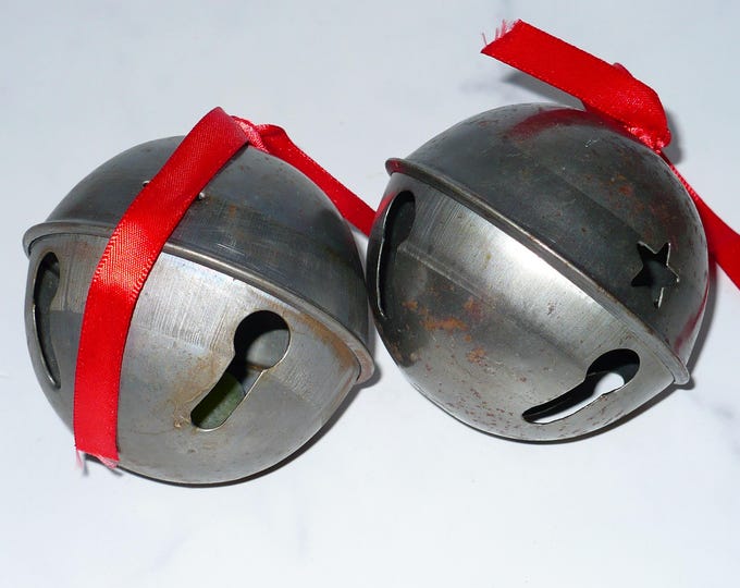 Set of 2 Metal Horse SLEIGH JINGLE BELLS ~ Large Christmas Jingle Bells ...
