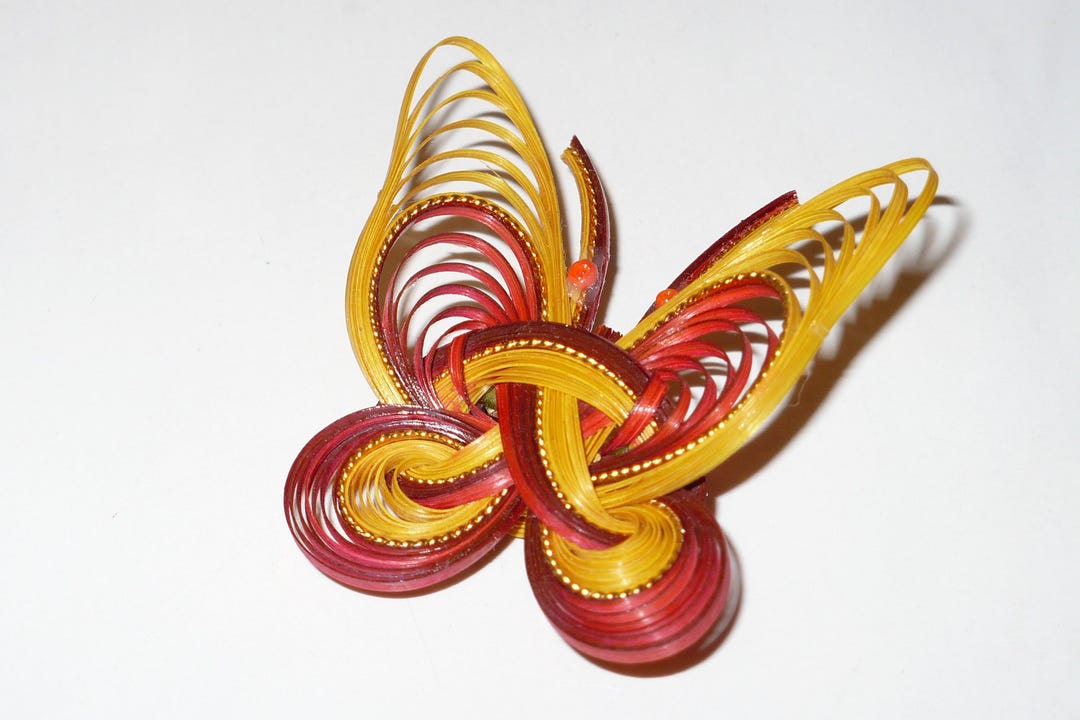 Vintage BAMBOO Quilled BUTTERFLY Brooch Pin Vintage Costume Jewelry ...