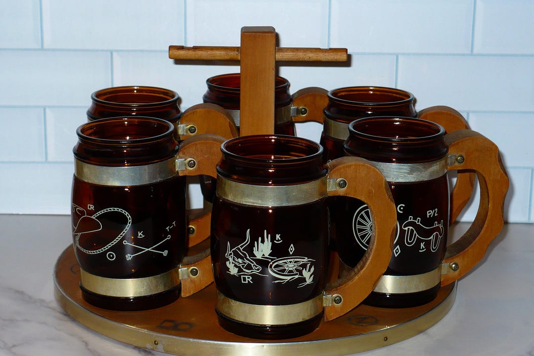 Vintage 1960's Root Beer Mug and Carrier Server 7pc Set ~ Siesta Ware ...