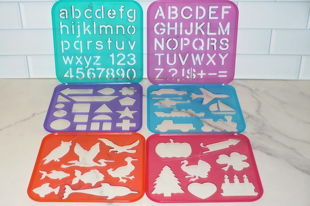 Vintage 1987 Tupperware Stencils Tupper Toys Stencil Art ~ 6pc Set - Etsy