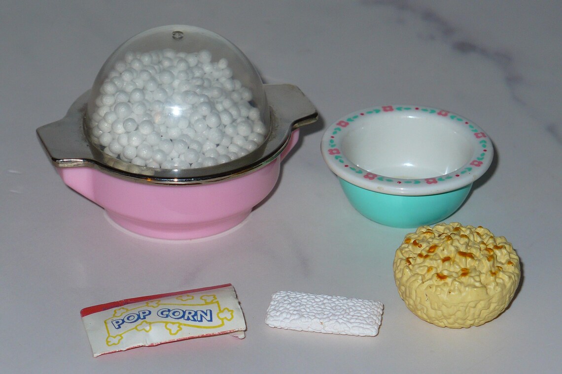 Vintage 1990's Tyco Kitchen Littles ~ Barbie Doll Size ~ POPCORN POPPER ...