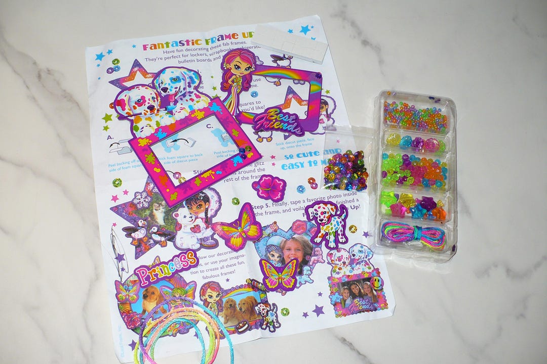 LISA FRANK Fantastic Frame Ups and Sweet Stationery Bead Jewelry Craft ...