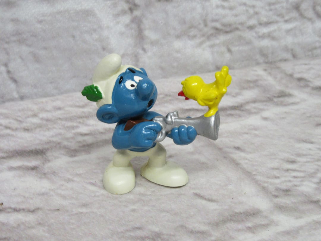 Smurfs Hunter Smurf Hunting Bird Vintage Figure 1978 Toy PVC Gun ...