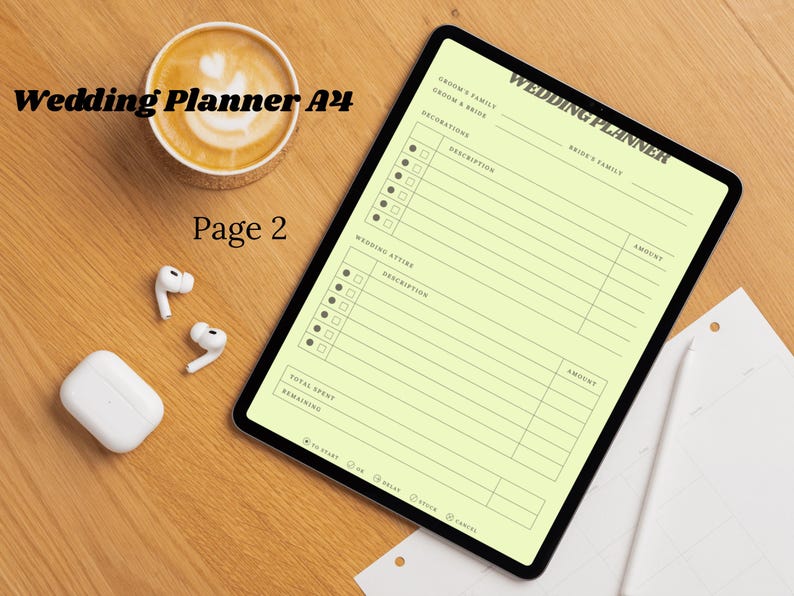 Wedding Planner Printable PDF, A4 Wedding Budget Planner, Expense ...