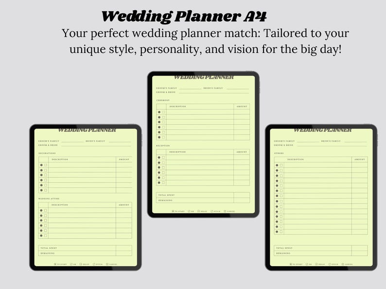 Wedding Planner Printable PDF, A4 Wedding Budget Planner, Expense ...