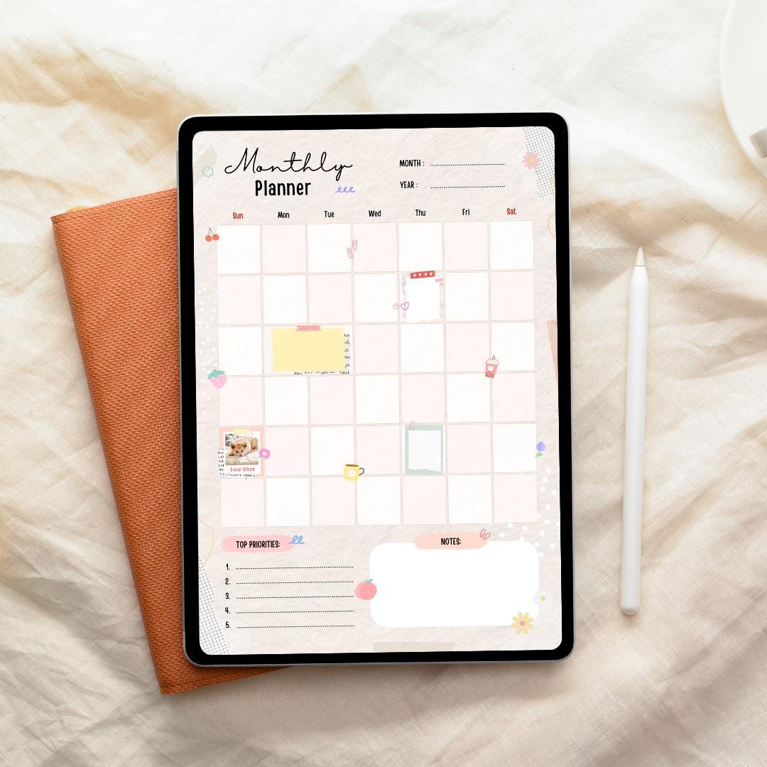 Editable Monthly Planner Printable | Cute Monthly Planner PDF | Canva ...