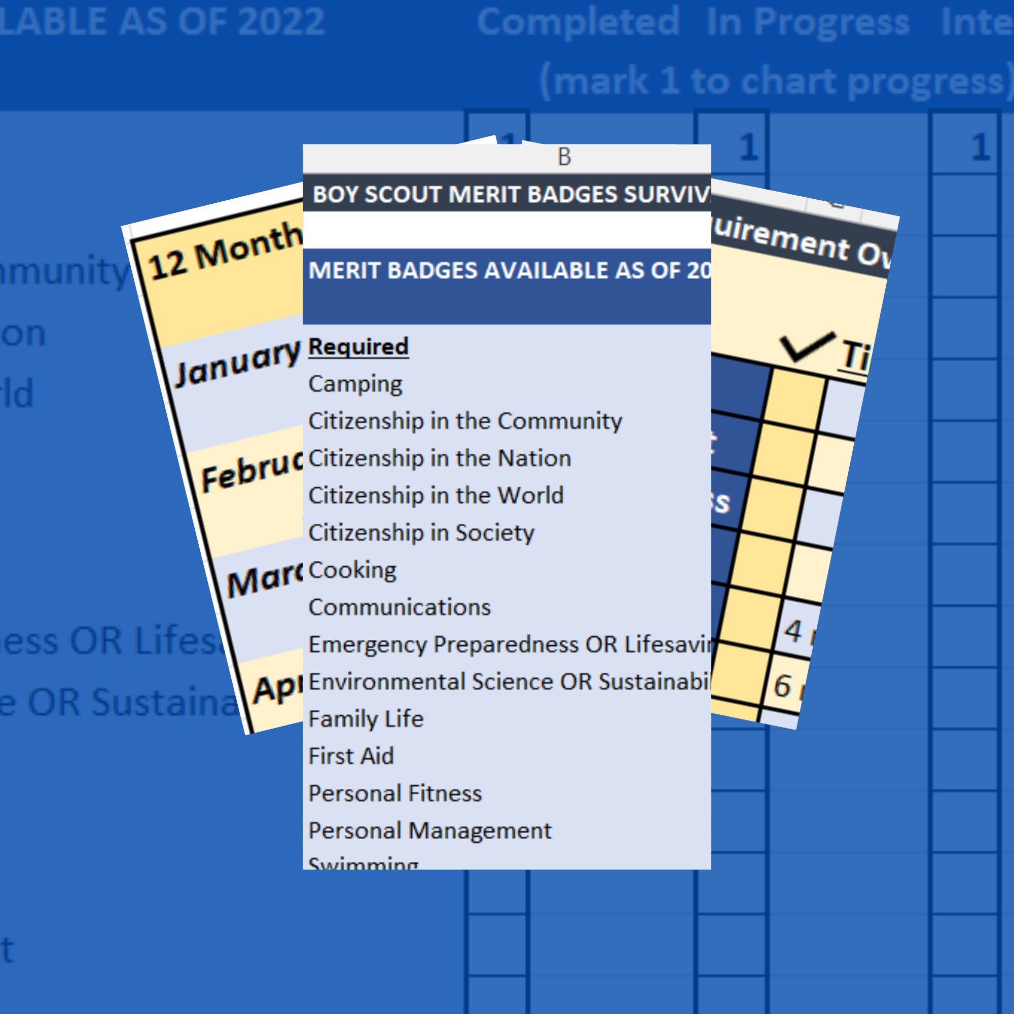 Unofficial Boy Scout Merit Badge Survival Spreadsheet - Etsy