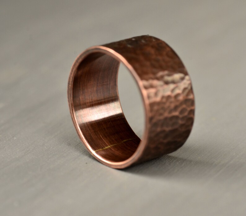 Rustic Hammered Copper Ring Wide Copper Ring - Etsy