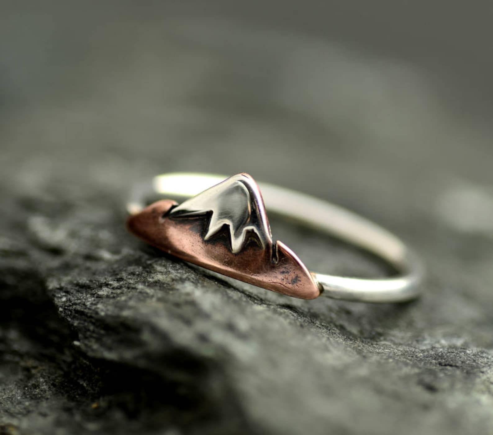 Mountain Ring Stacking Ring Snowy Mountain Range Sterling | Etsy