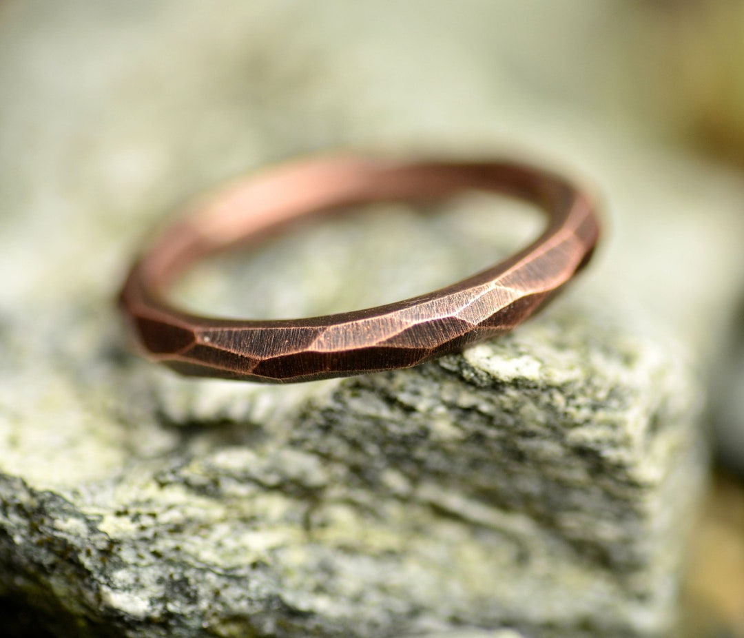 Faceted Copper Ring Band With Brushed Finish, Plain Copper Ring Band - Etsy