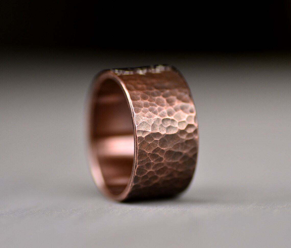 Rustic Hammered Copper Ring, Wide Copper Ring - Etsy