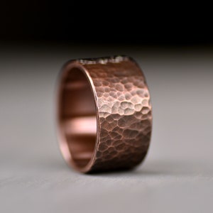 Rustic Hammered Copper Ring, Wide Copper Ring - Etsy