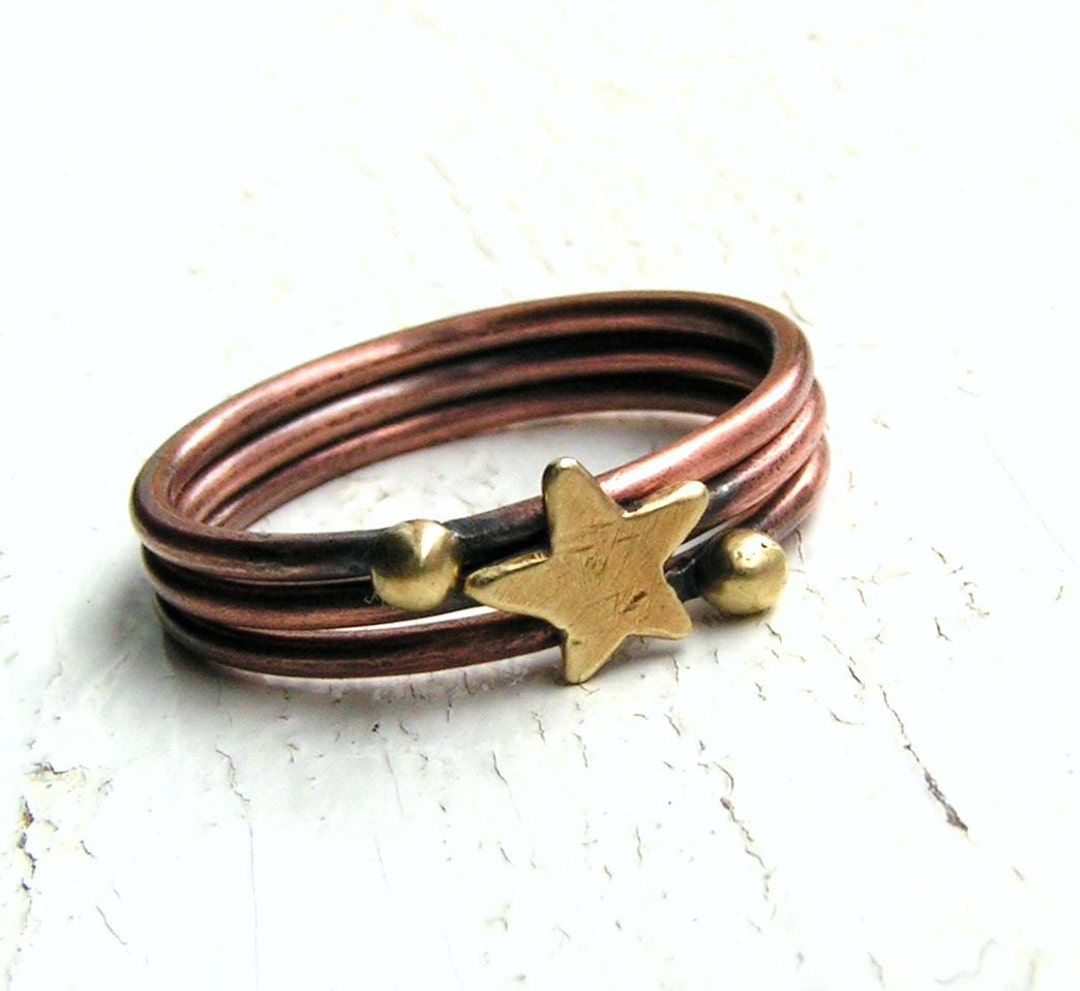 Star Stacking Ring, Copper Stackable Ring Set, Tiny Star Ring - Etsy