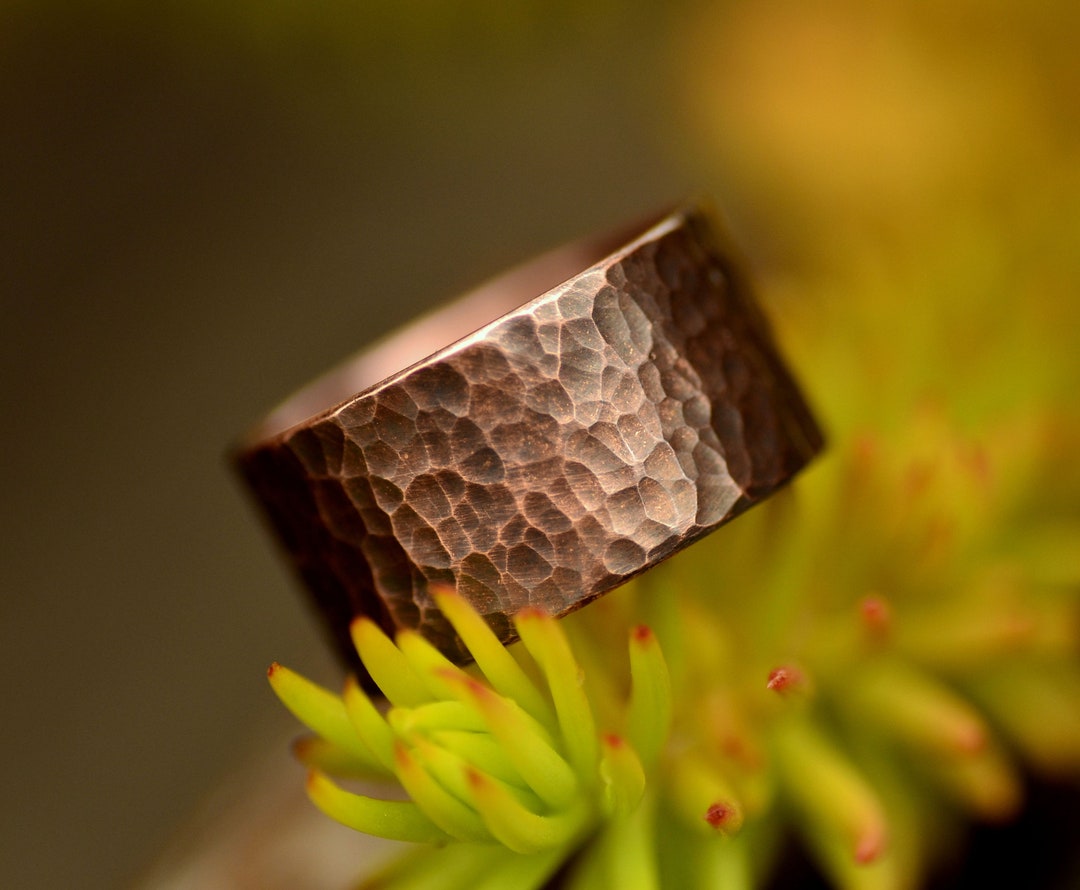 Rustic Hammered Copper Ring, Wide Copper Ring - Etsy