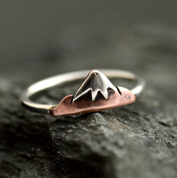 Mountain Ring Stacking Ring Snowy Mountain Range Sterling | Etsy