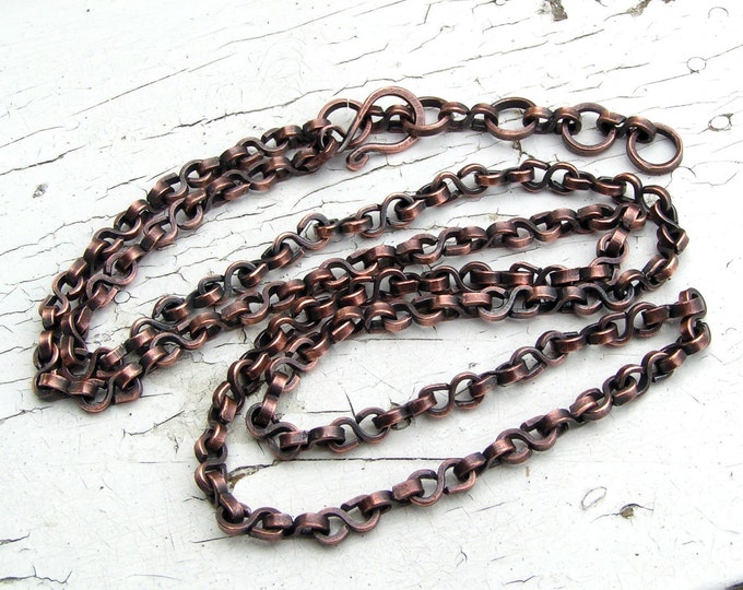 Copper Chain Necklace, Handmade Chain, Oxidized Solid Copper Chain - Etsy