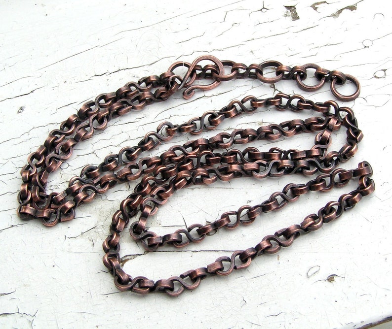 Copper Chain Necklace, Handmade Chain, Oxidized Solid Copper Chain - Etsy