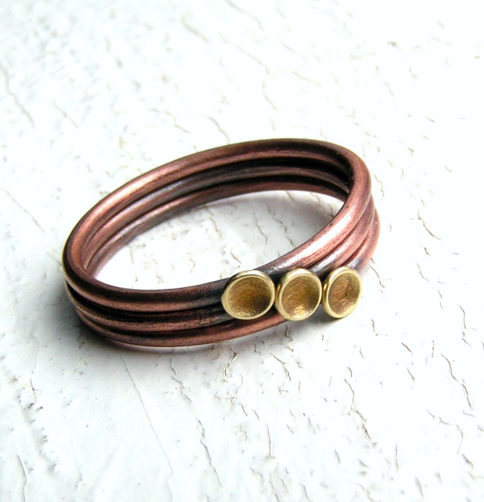 Copper Stacking Rings With Brass Cups - Etsy