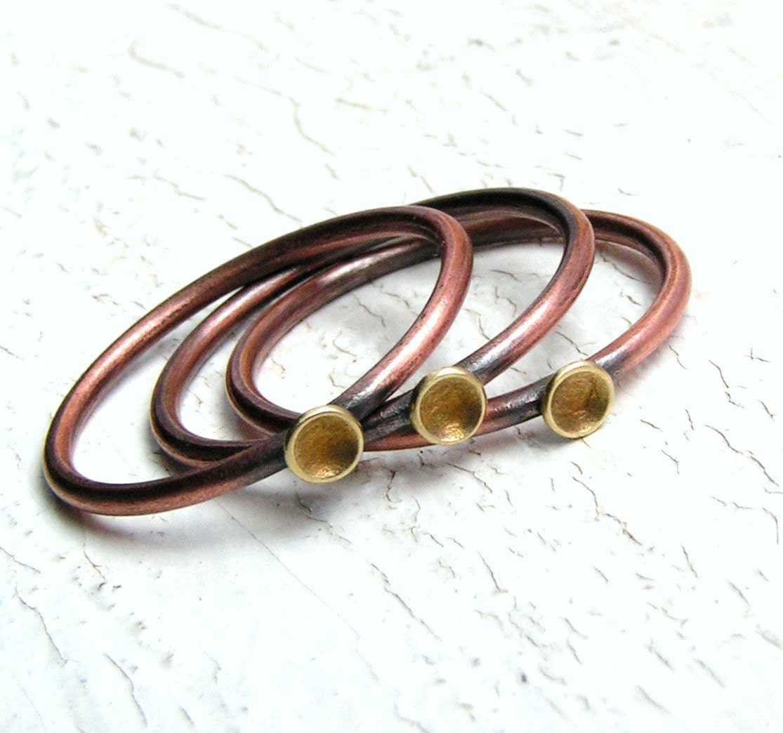 Copper Stacking Rings With Brass Cups - Etsy