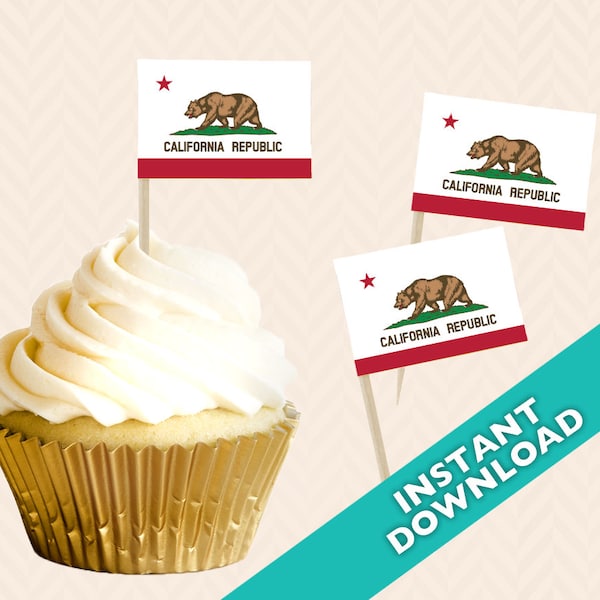 California Flag Cupcake Toppers - Etsy