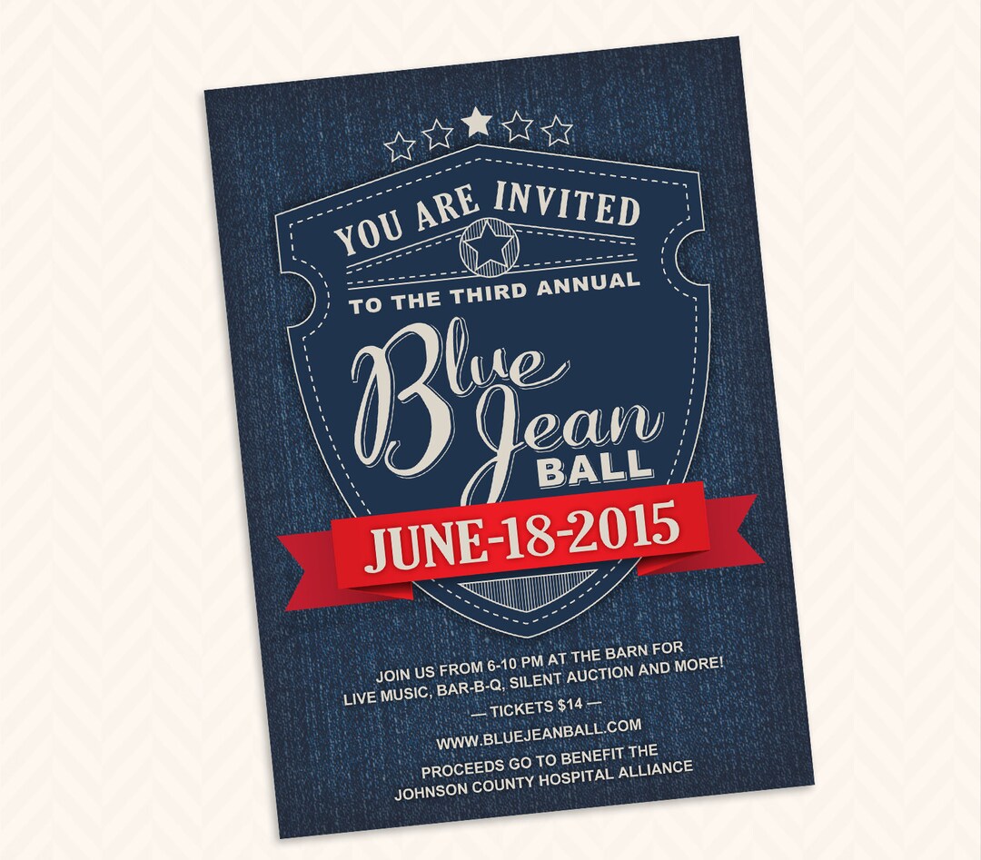Denim Blue Jean Ball Invitation Design (good for Card, Postcard or ...