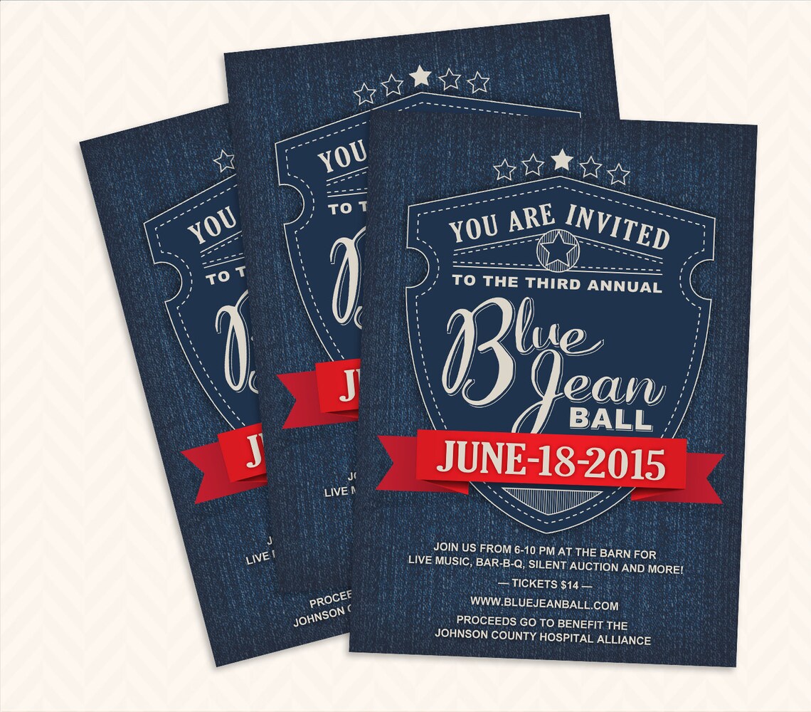 Denim Blue Jean Ball Invitation Design good for Card - Etsy