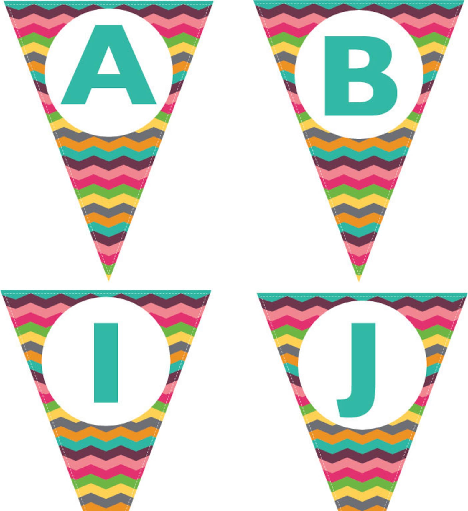 Rainbow Chevron Banner Printable - Etsy