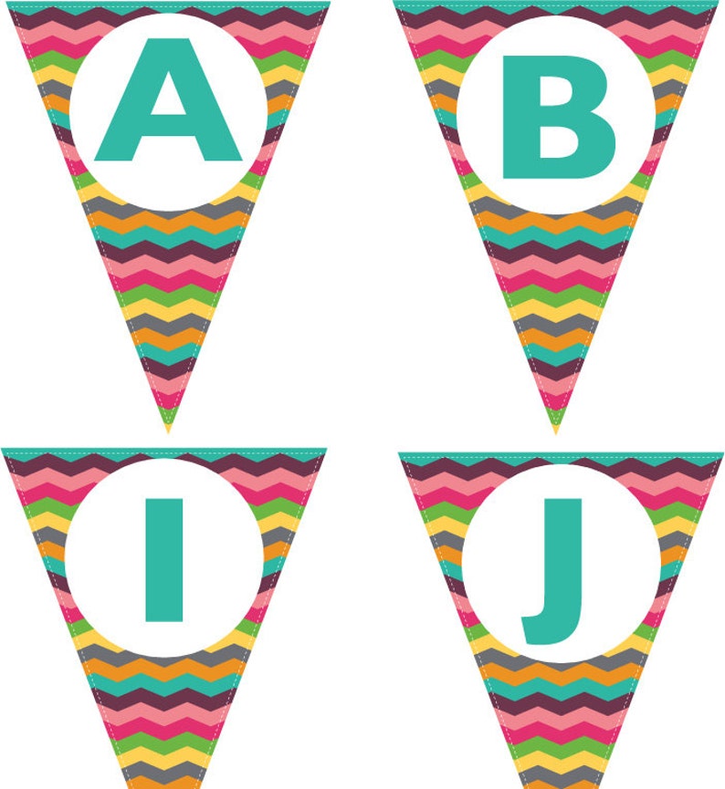 Rainbow Chevron Banner Printable - Etsy