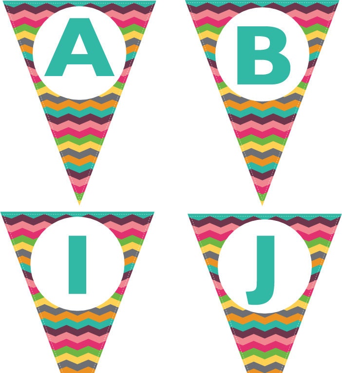 Rainbow Chevron Banner Printable | Etsy